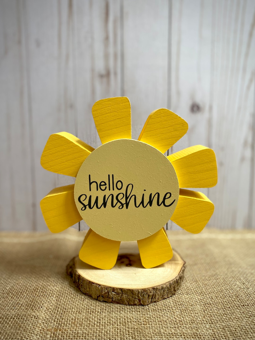 Large Wood Sun - Chunky Wooden Sun - Hello Sunshine Sign - Summer Shelf ...