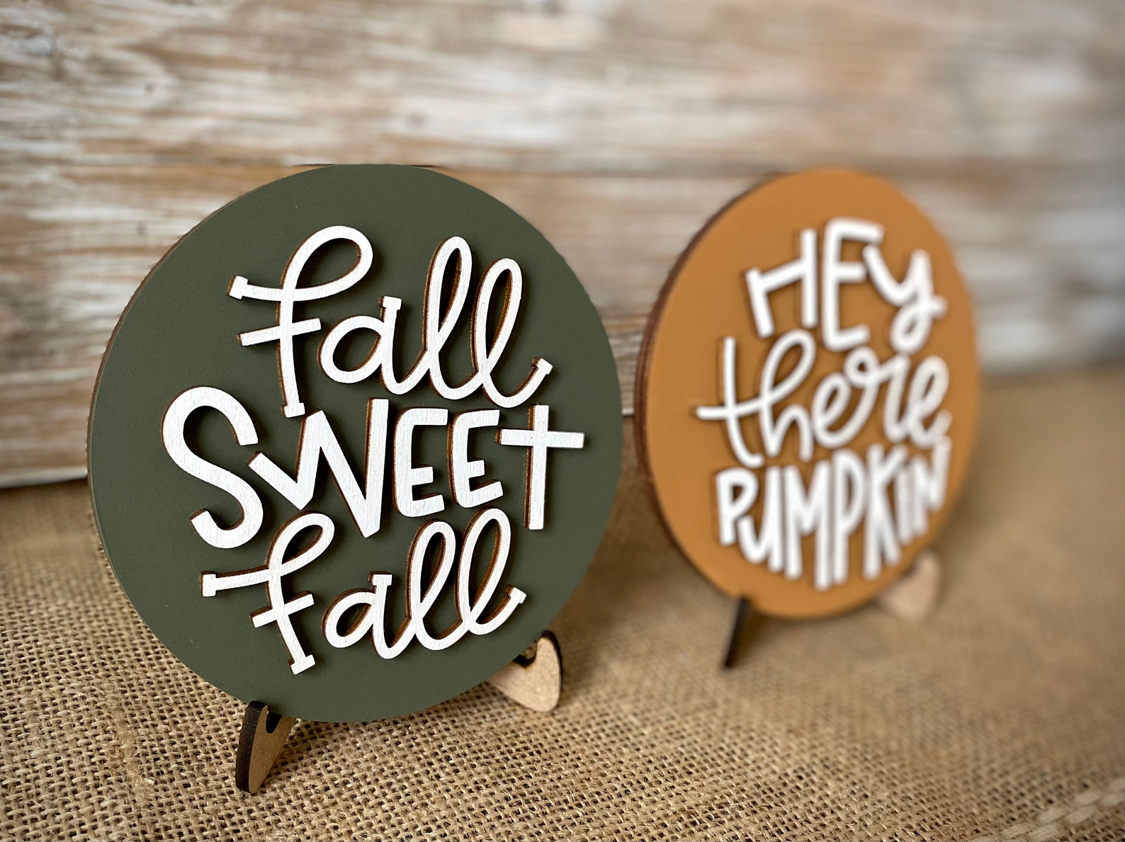 Fall Mini Round Signs - Hello Pumpkin Tiered Tray Decor - Fall Sweet ...
