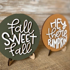 Fall Mini Round Signs - Hello Pumpkin Tiered Tray Decor - Fall Sweet ...