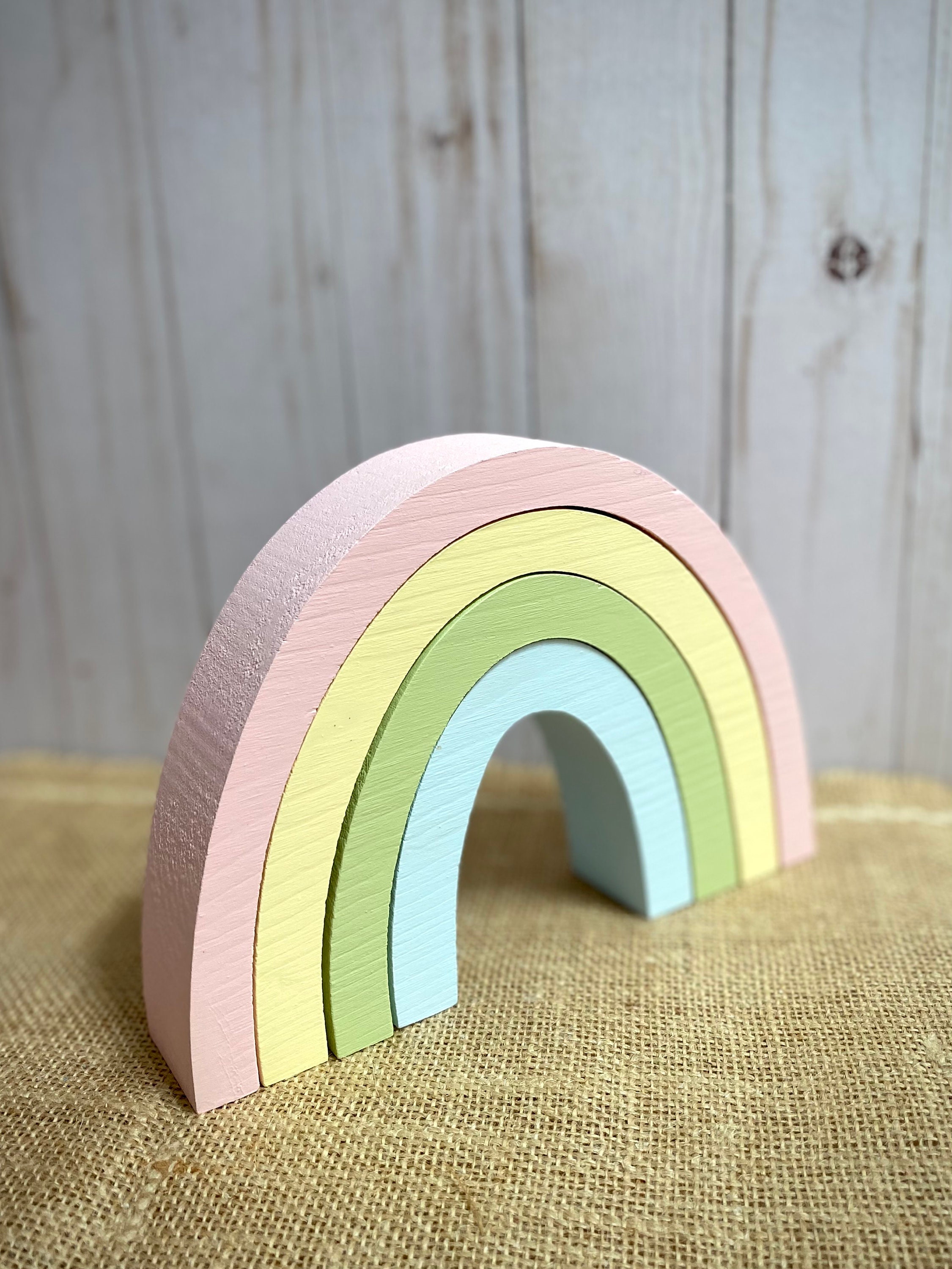 Pastel Stacking Rainbow - Large Chunky Wood Rainbow - Rainbow Tiered ...