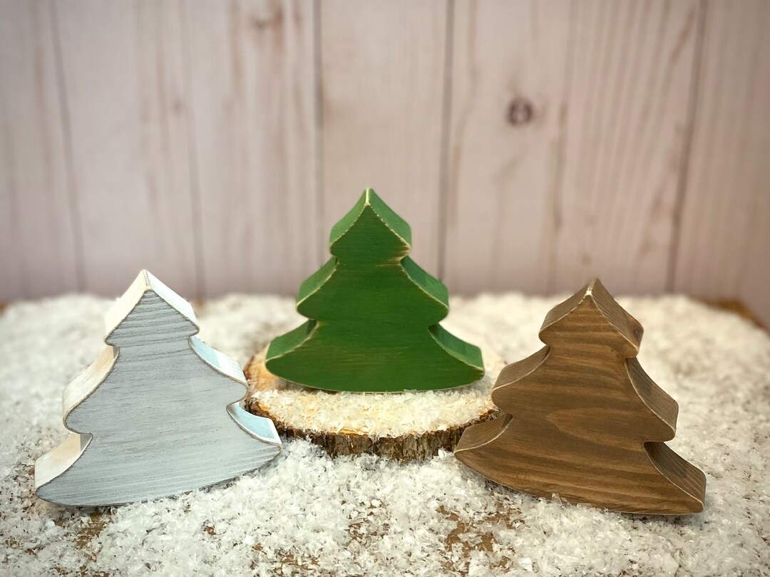 Wooden Trees Set of 3 - Woodland Tree Decor - Rustic Wood Christmas ...