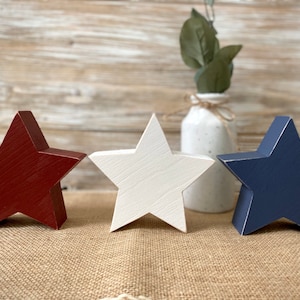 Stars Small Wood Stars Chunky Red White Blue Rustic Stars - Etsy