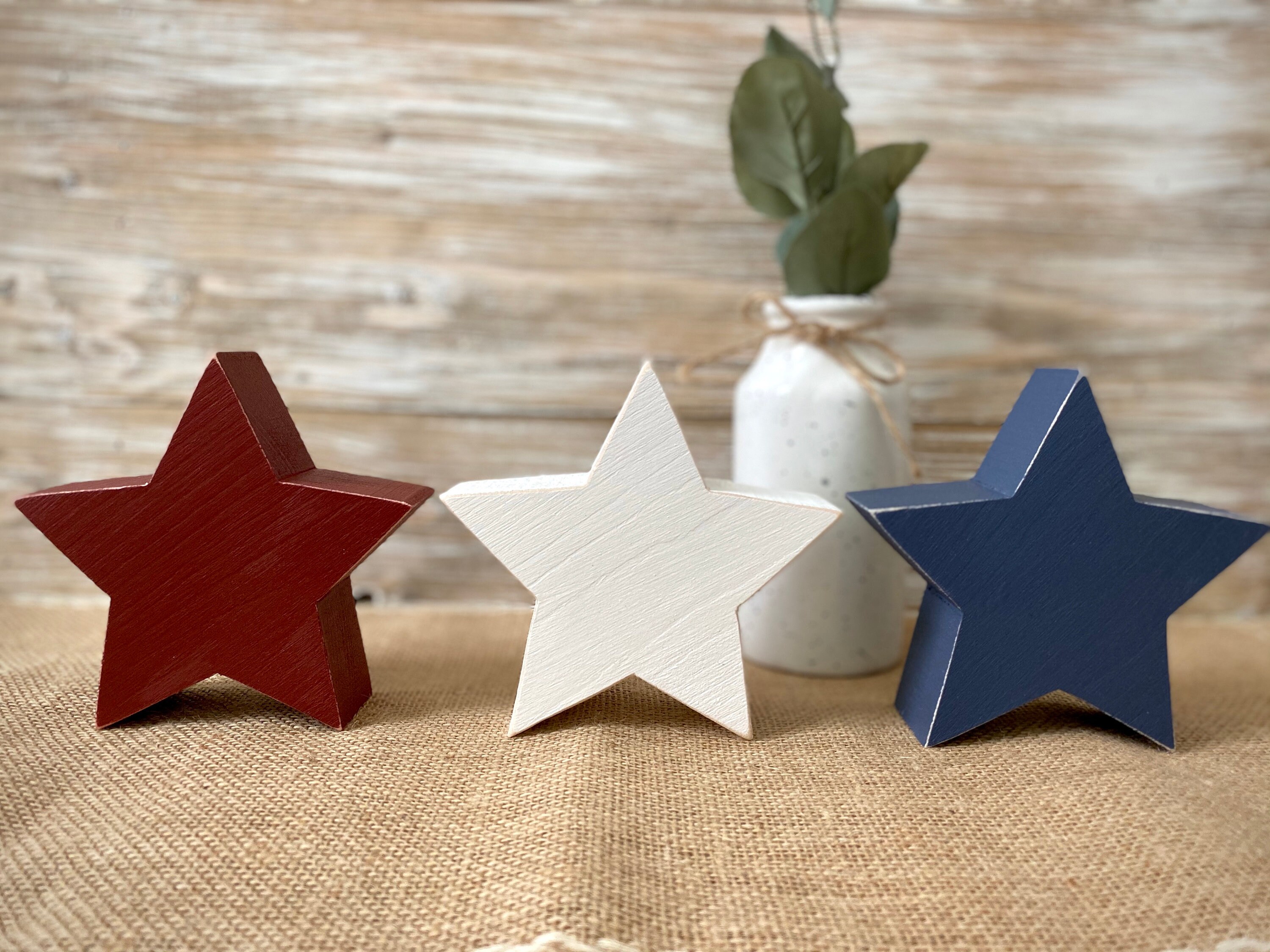 Stars Small Wood Stars Chunky Red White Blue Rustic Stars - Etsy