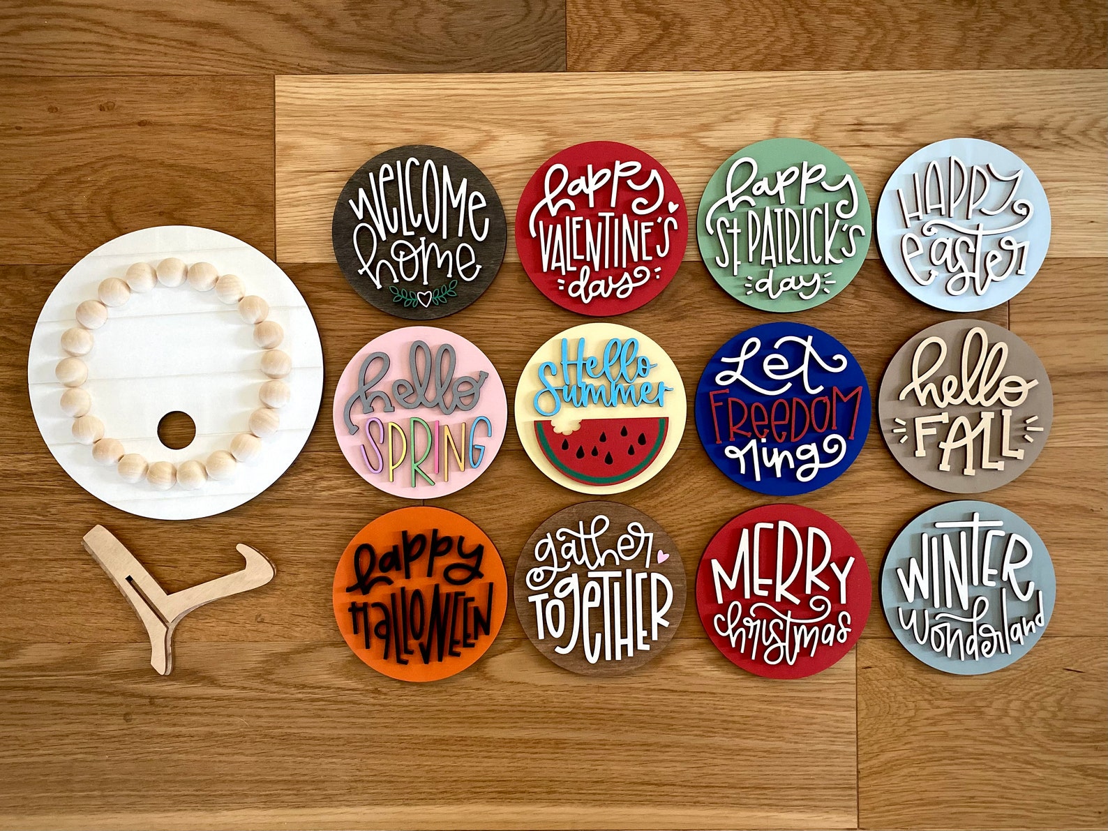Seasonal Round Signs - Tiered Tray Signs - Everyday Home Decor - 3D ...