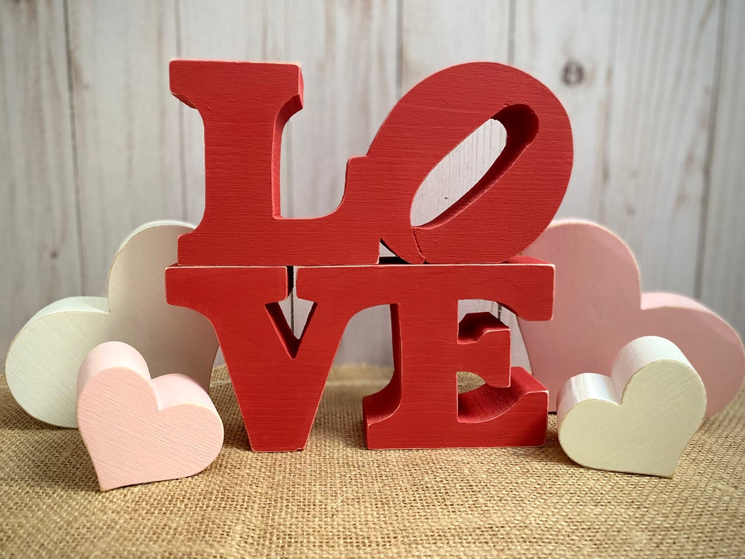 Chunky Wood LOVE Letter Set - Love Wood Word Tray Decor - Valentine's ...