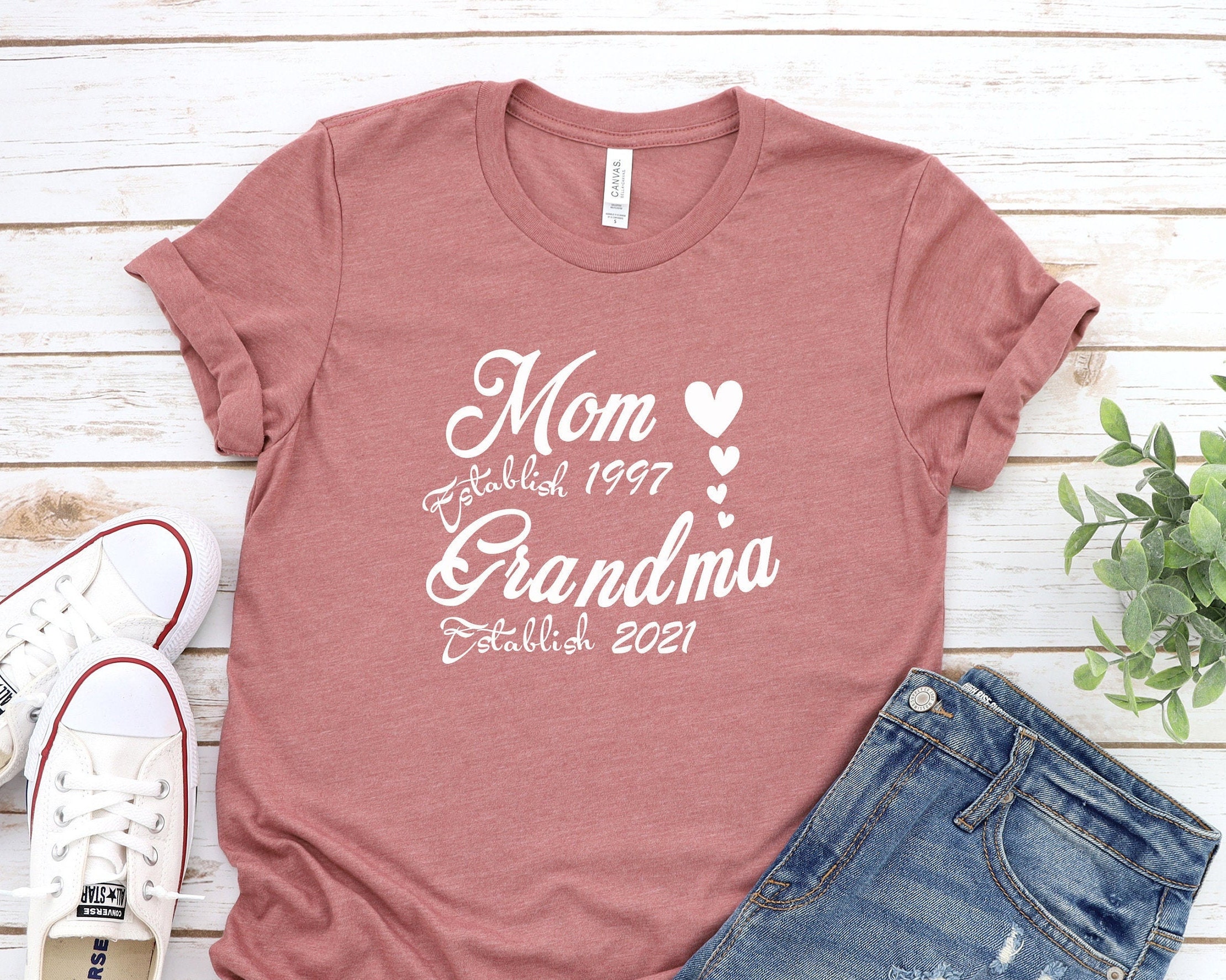 Personalized Mom Est Grandma Est Shirt Custom Etsy