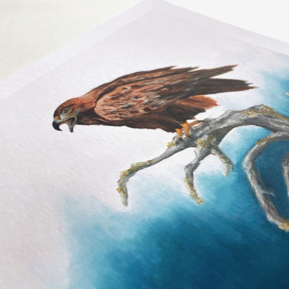 Golden Eagle Perch Oil Painting Fine Art Print - Etsy