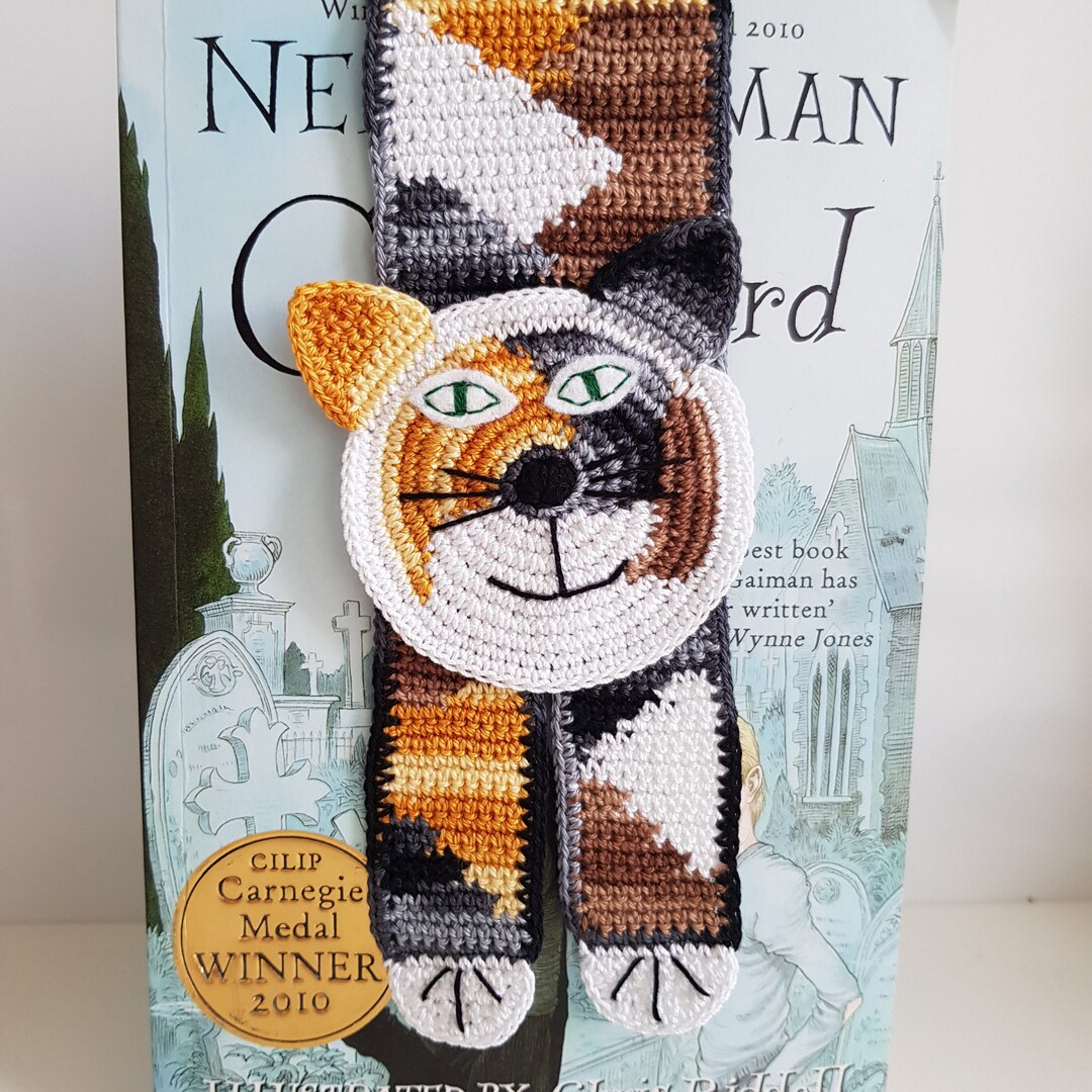 Calico Cat Crochet Bookmak | OOAK Cat Lover Gift | Handmade Crochet ...