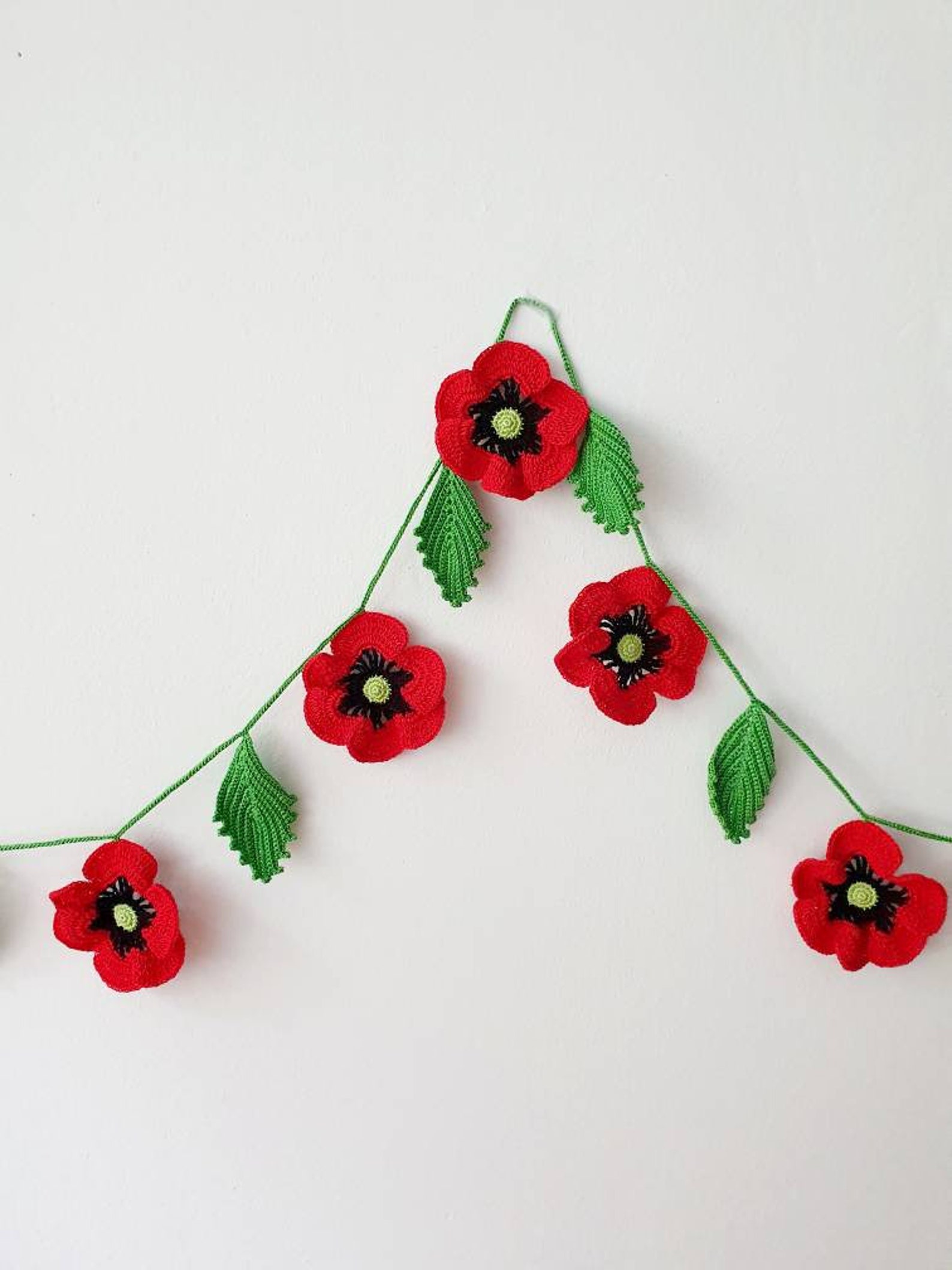 Crochet Poppies Garland Handmade Poppy Bunting - Etsy UK