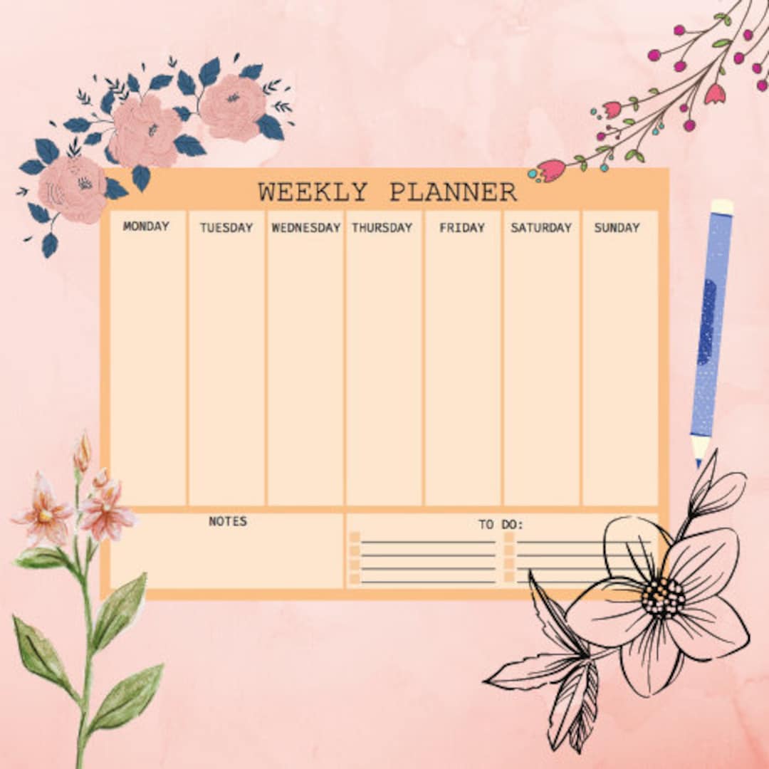 Weekly Planner Printable Monday to Sunday 7 Days Plan for Meals or ...