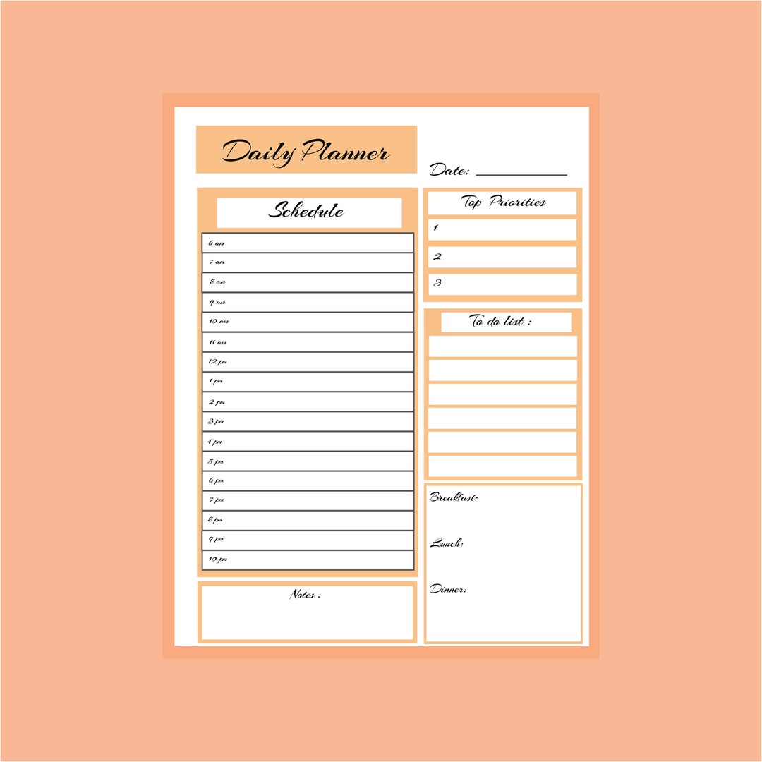 Daily Planner Sheet, Goal Planner, to Do List, Schedule, Organize Your ...