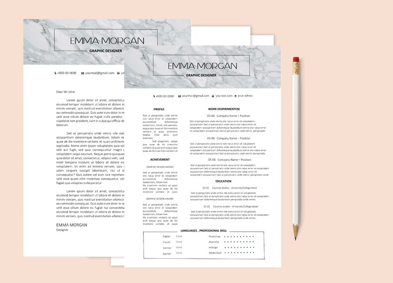 Resume Template Word CV Template Cover Letter Teacher - Etsy