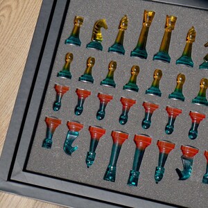 Resin Chess Set | Chess Table From MDF Wood, Leather | Modern Chess Set ...