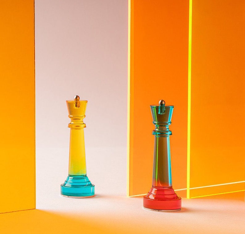 Resin Chess Set | Chess Table From MDF Wood, Leather | Modern Chess Set ...