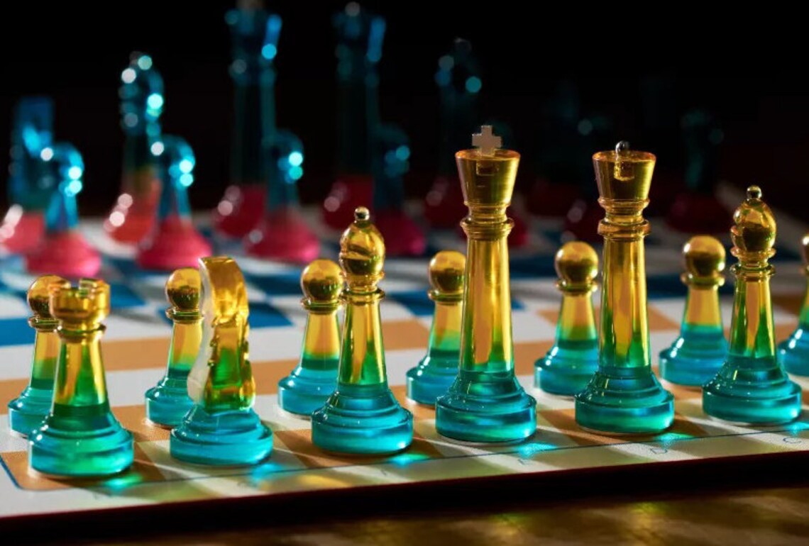 Resin Chess Set | Chess Table From MDF Wood, Leather | Modern Chess Set ...