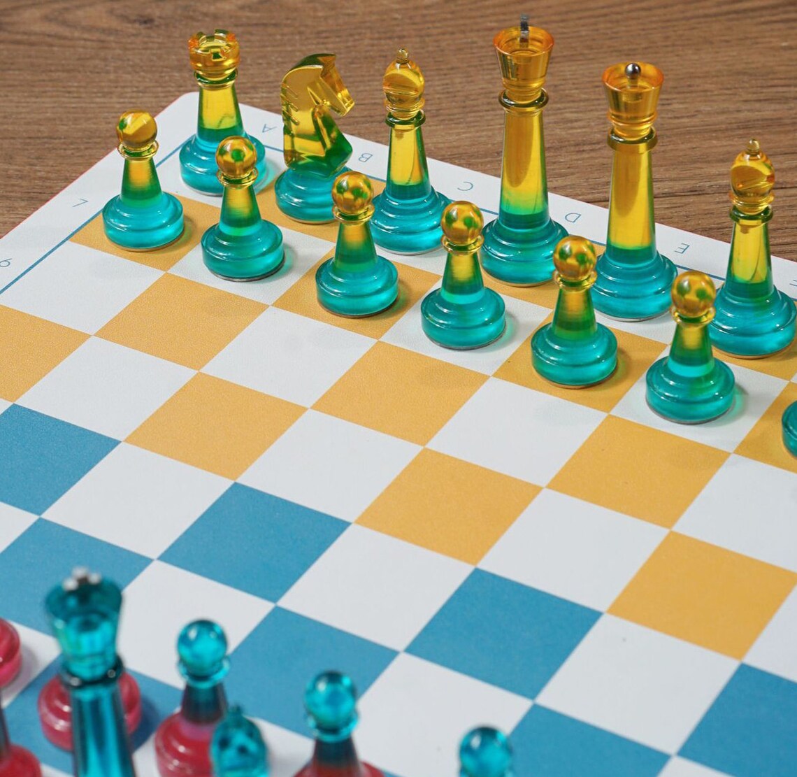 Resin Chess Set | Chess Table From MDF Wood, Leather | Modern Chess Set ...