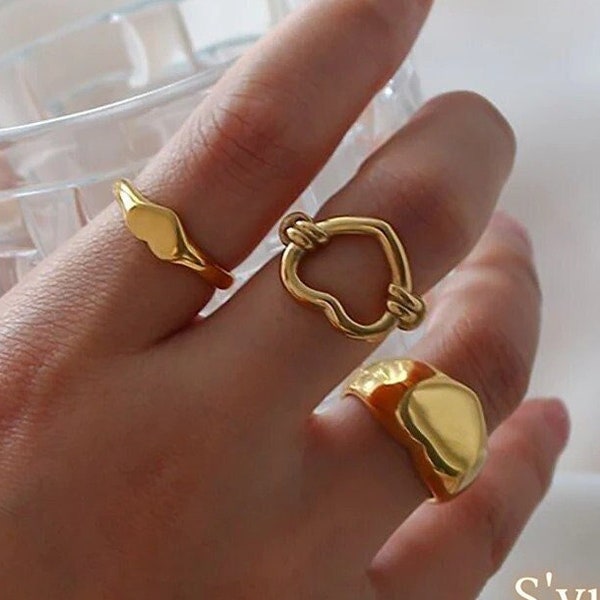 Gold Heart Ring - Etsy