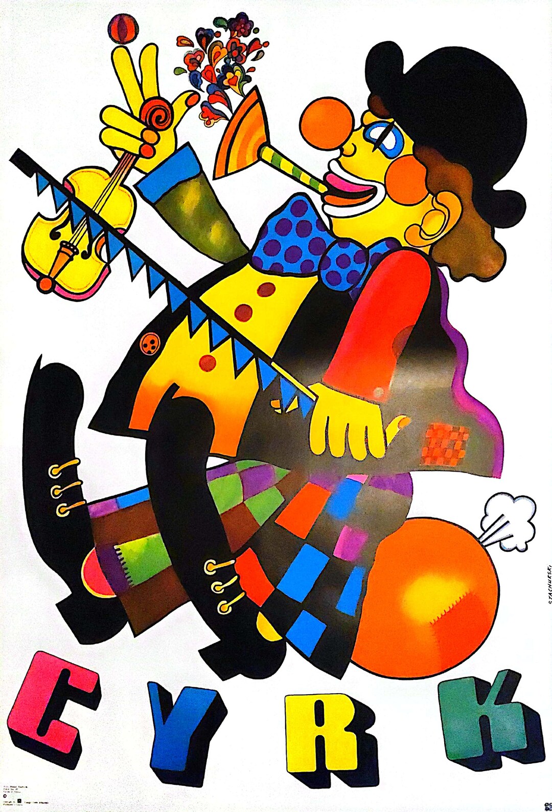 Poster CYRK Original Vintage Polish Poster - CLOWN - Marian Stachurski ...