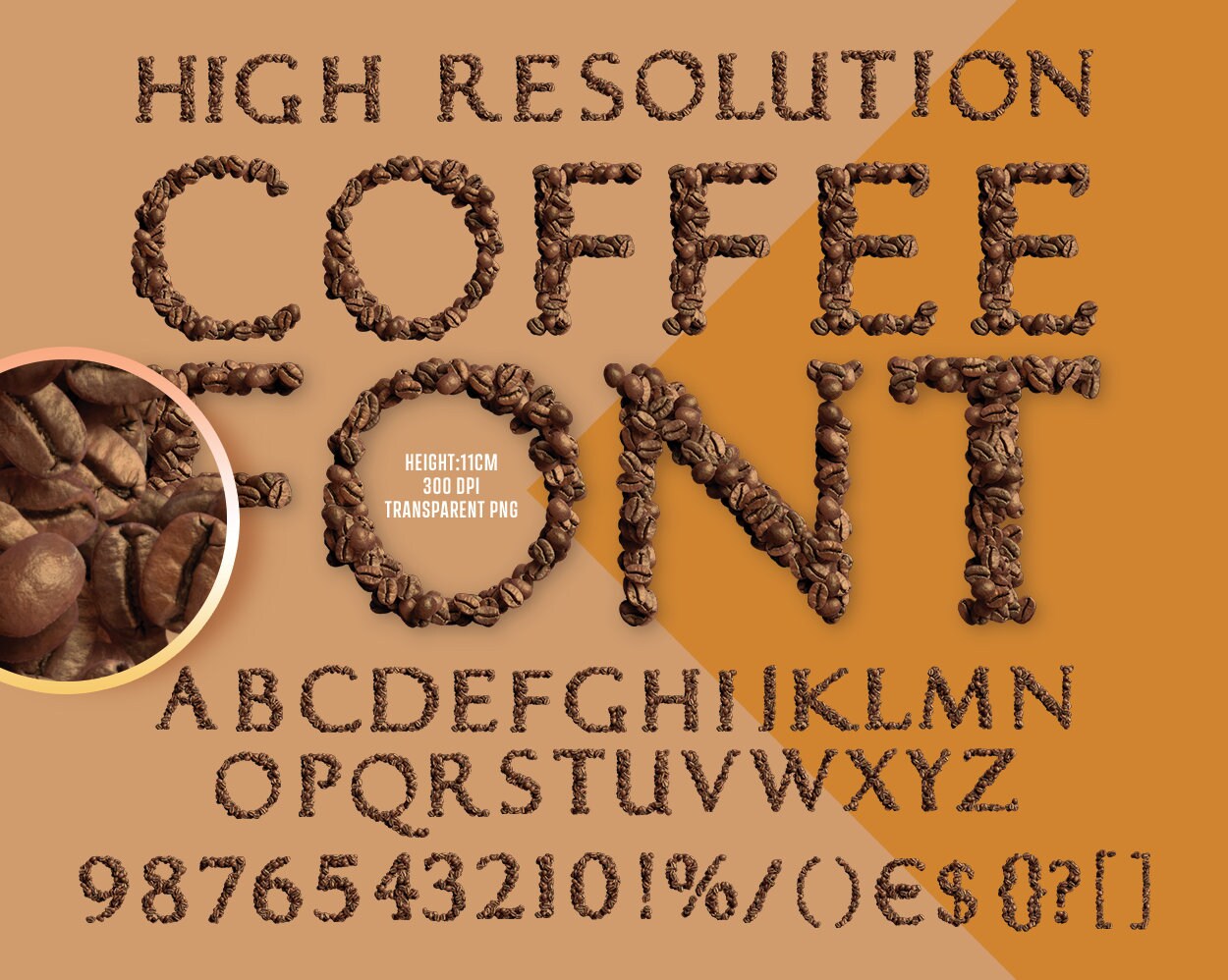 Coffee Font With Numbers and Special Character, Alphabet Clip Art ...