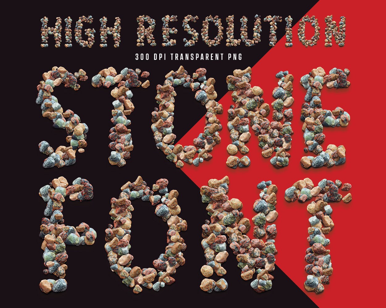 Stone Alphabet Font With Numbers, Rock,pebble Alphabet Clip Art ...