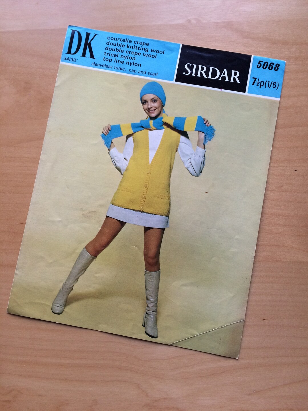 Vintage Sirdar Knitting Pattern for DK Wool, Tunic/waistcoat, Cap and ...