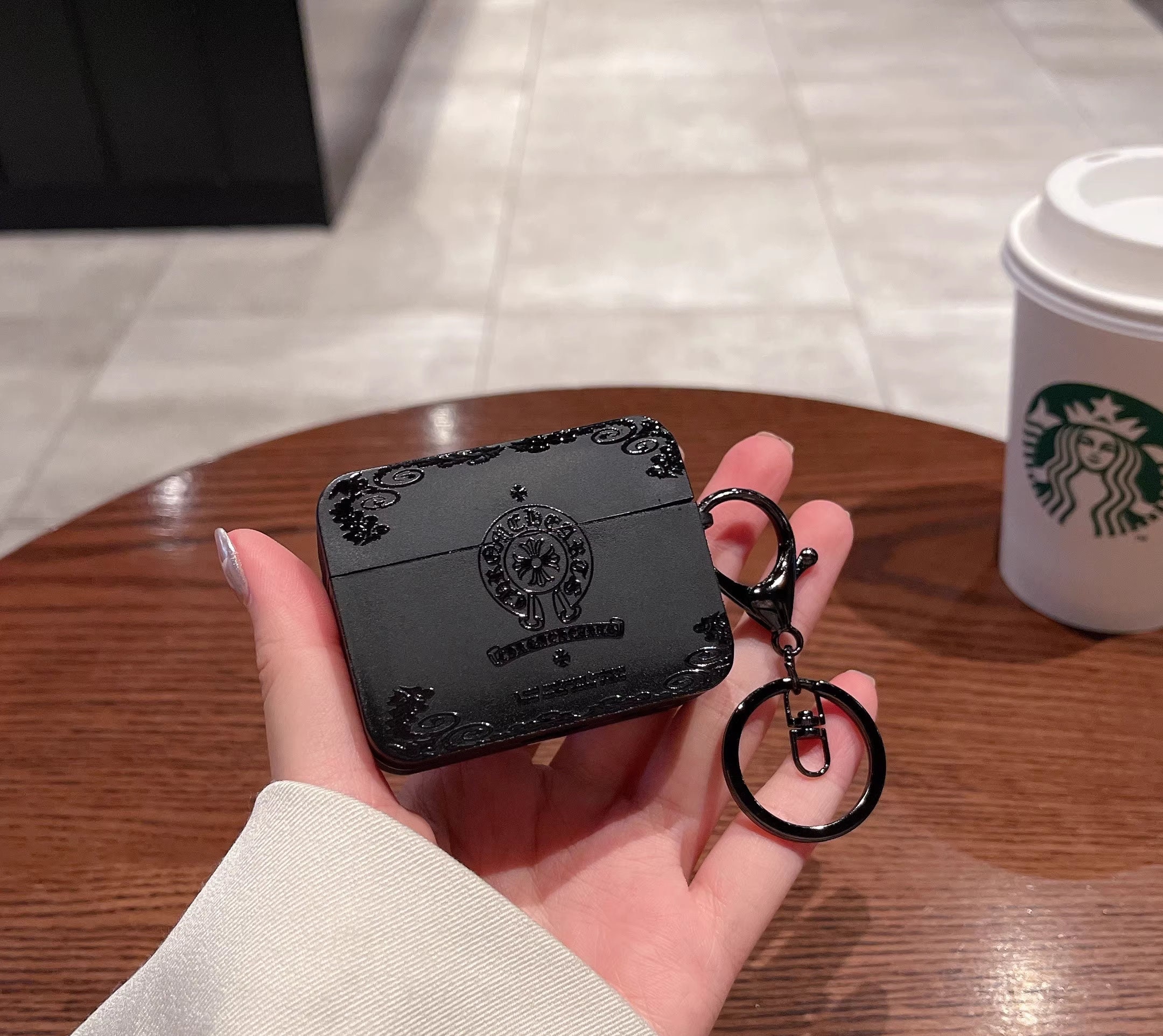 Black Chrome Hearts Airpods Case, Gothic Cross Print Air Pod Cases ...