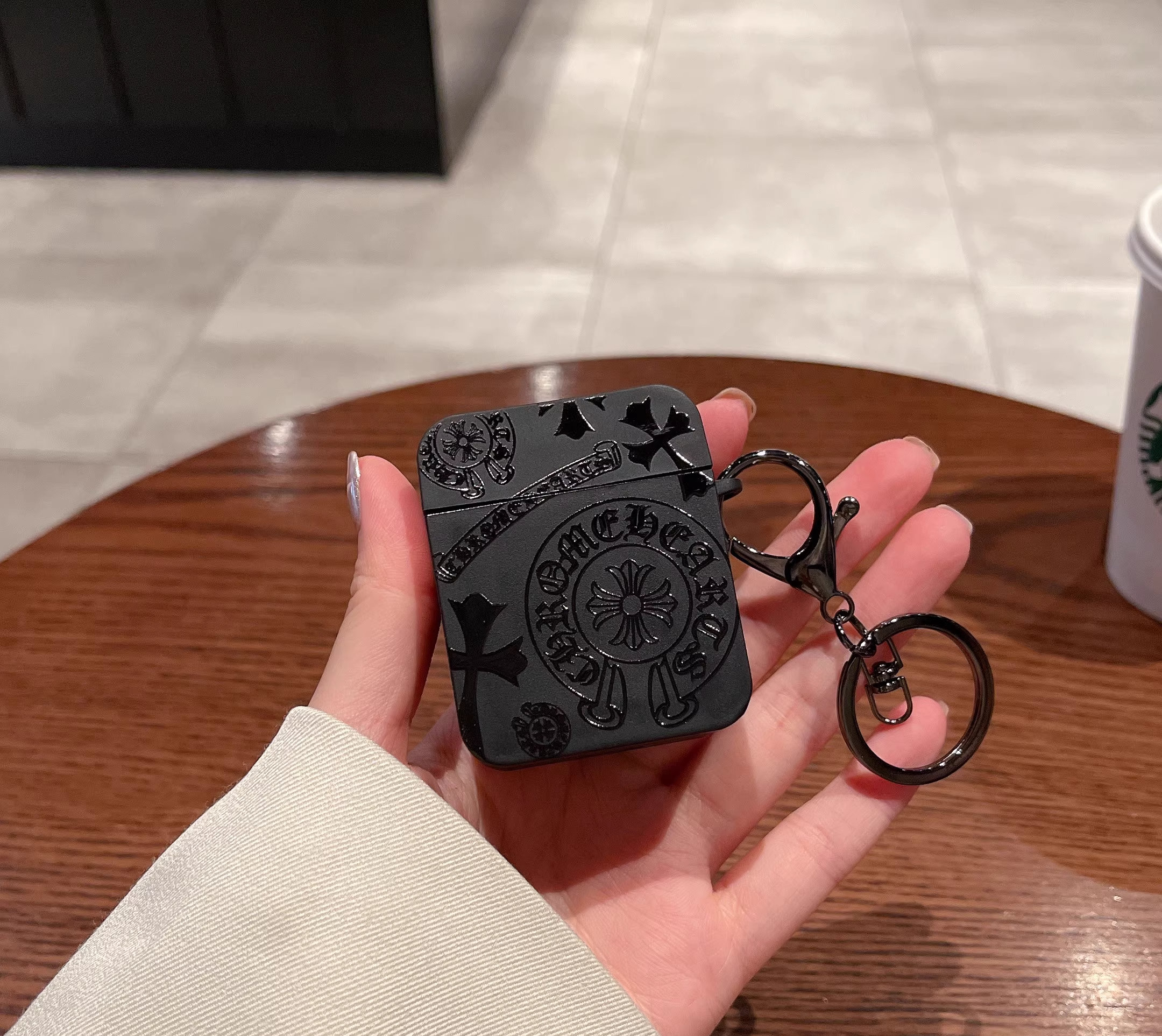 Black Chrome Hearts Airpods Case, Gothic Cross Print Air Pod Cases ...