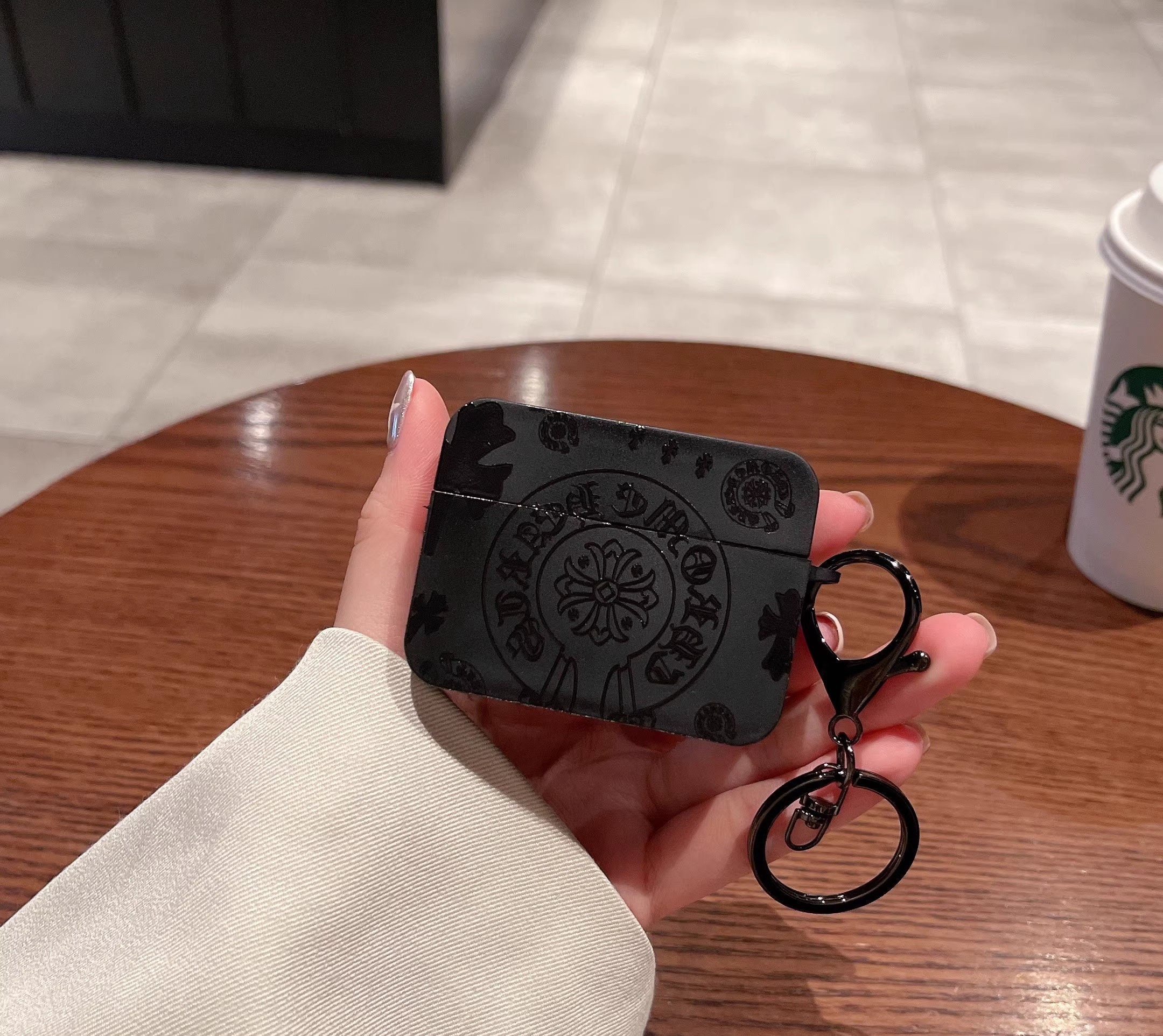 Black Chrome Hearts Airpods Case, Gothic Cross Print Air Pod Cases ...