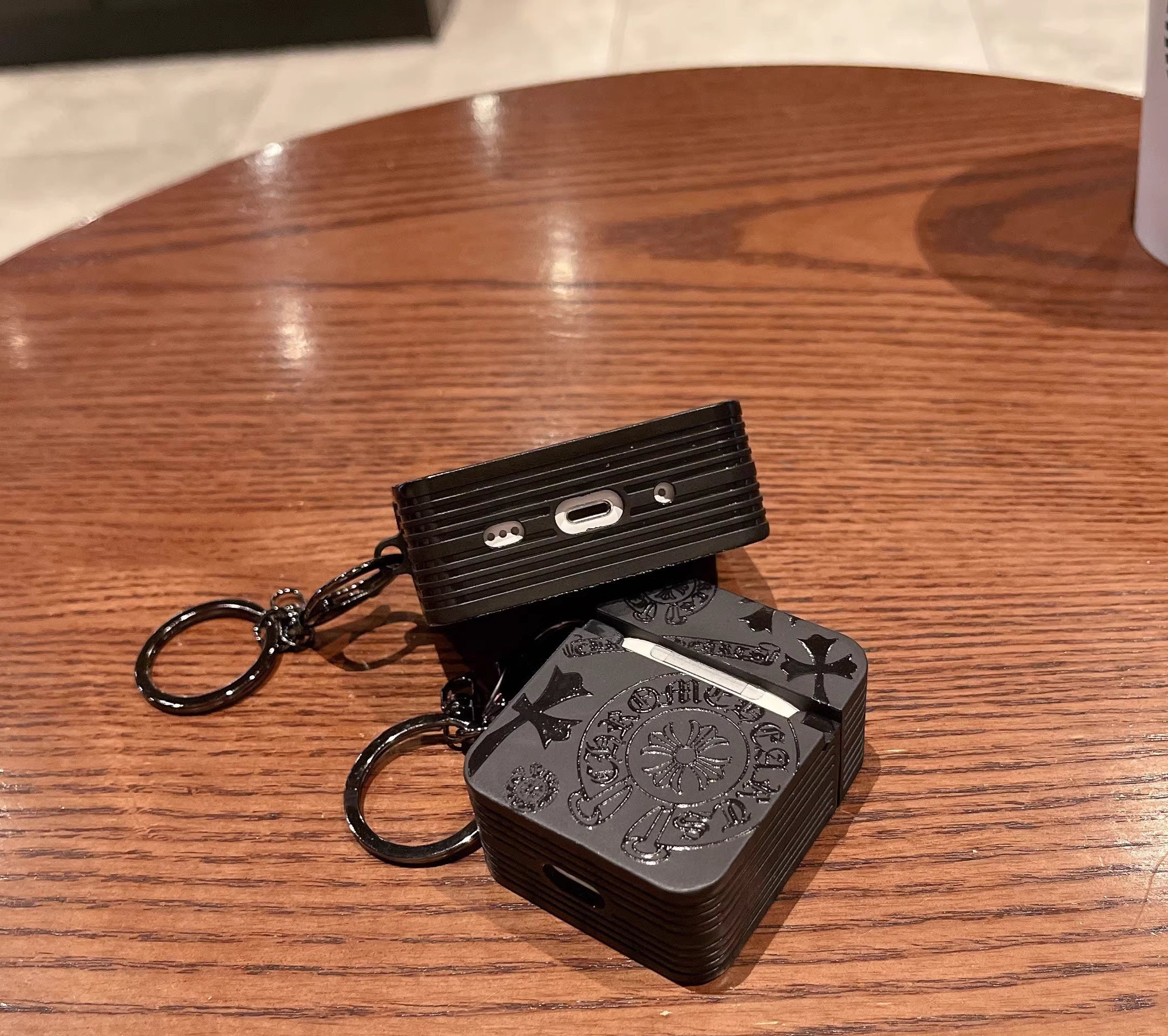 Black Chrome Hearts Airpods Case, Gothic Cross Print Air Pod Cases ...