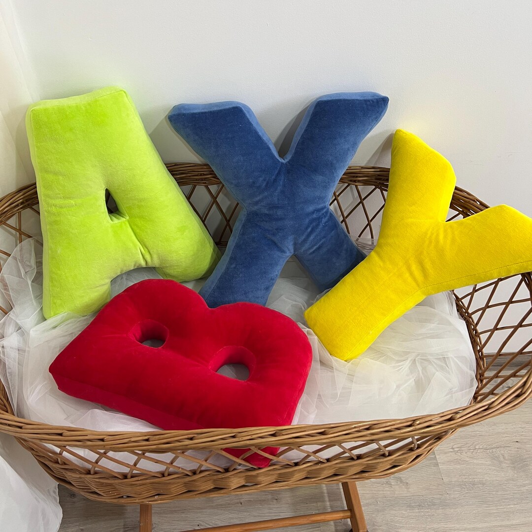 Velour Cotton Letter Pillow: Personalized Bedroom Decor, Alphabet ...