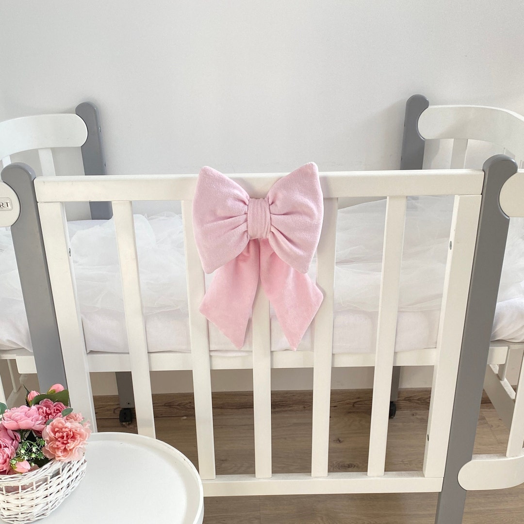 Cotton Nursery Crib Bow, Baby Girl Room Decor, Baby Shower Gift - Etsy