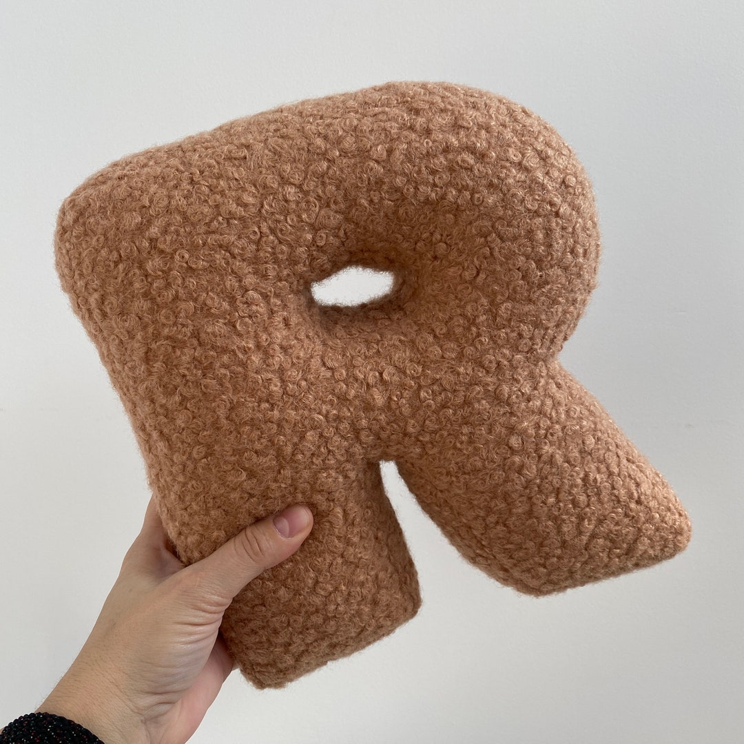 Brown Letter Pillow of Bouclé Alphabet Pillow Initial - Etsy