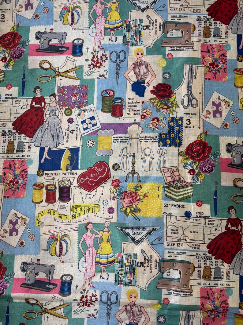 Sewing Print Fabric - Etsy