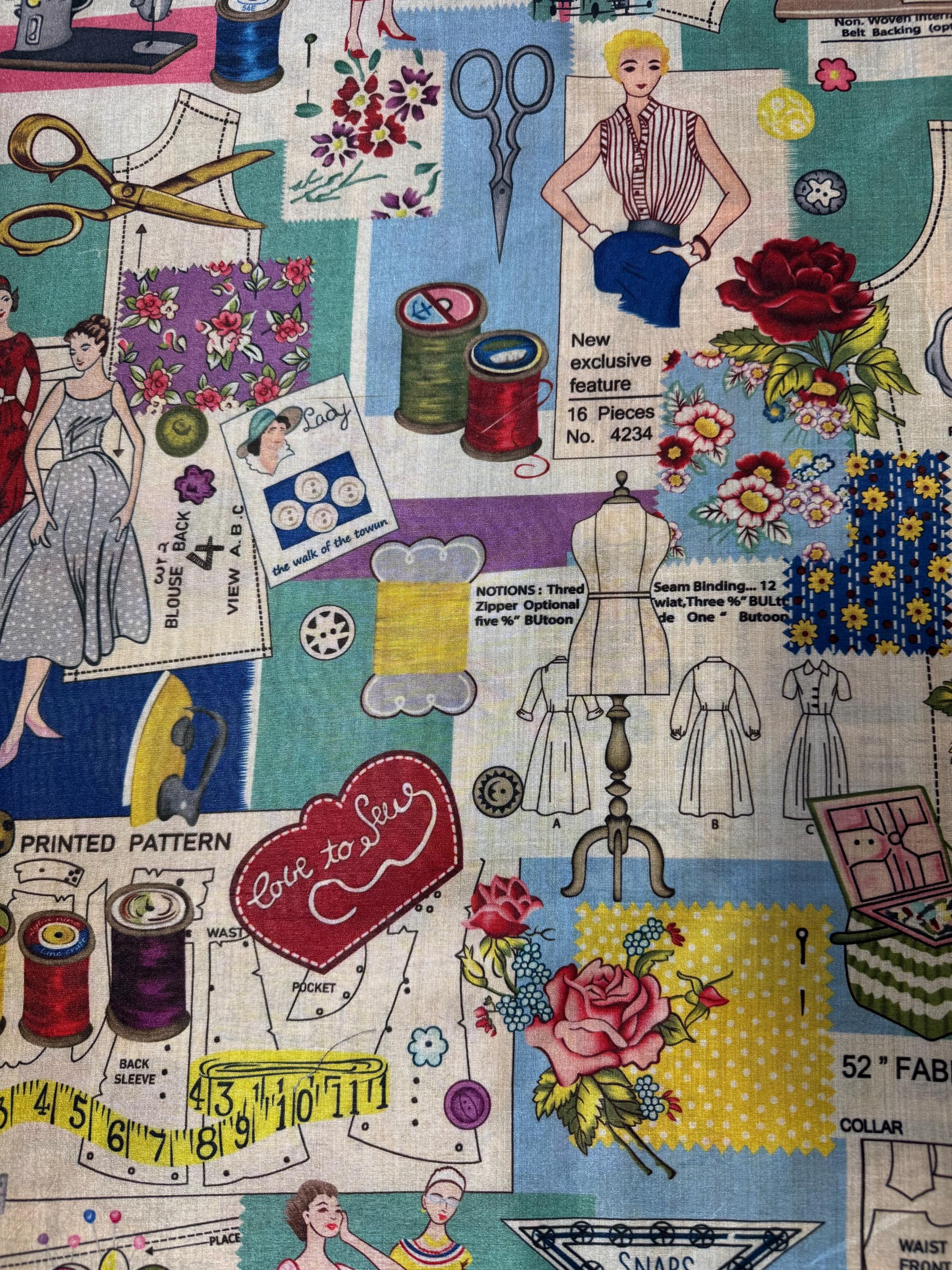 Sewing Print Fabric - Etsy
