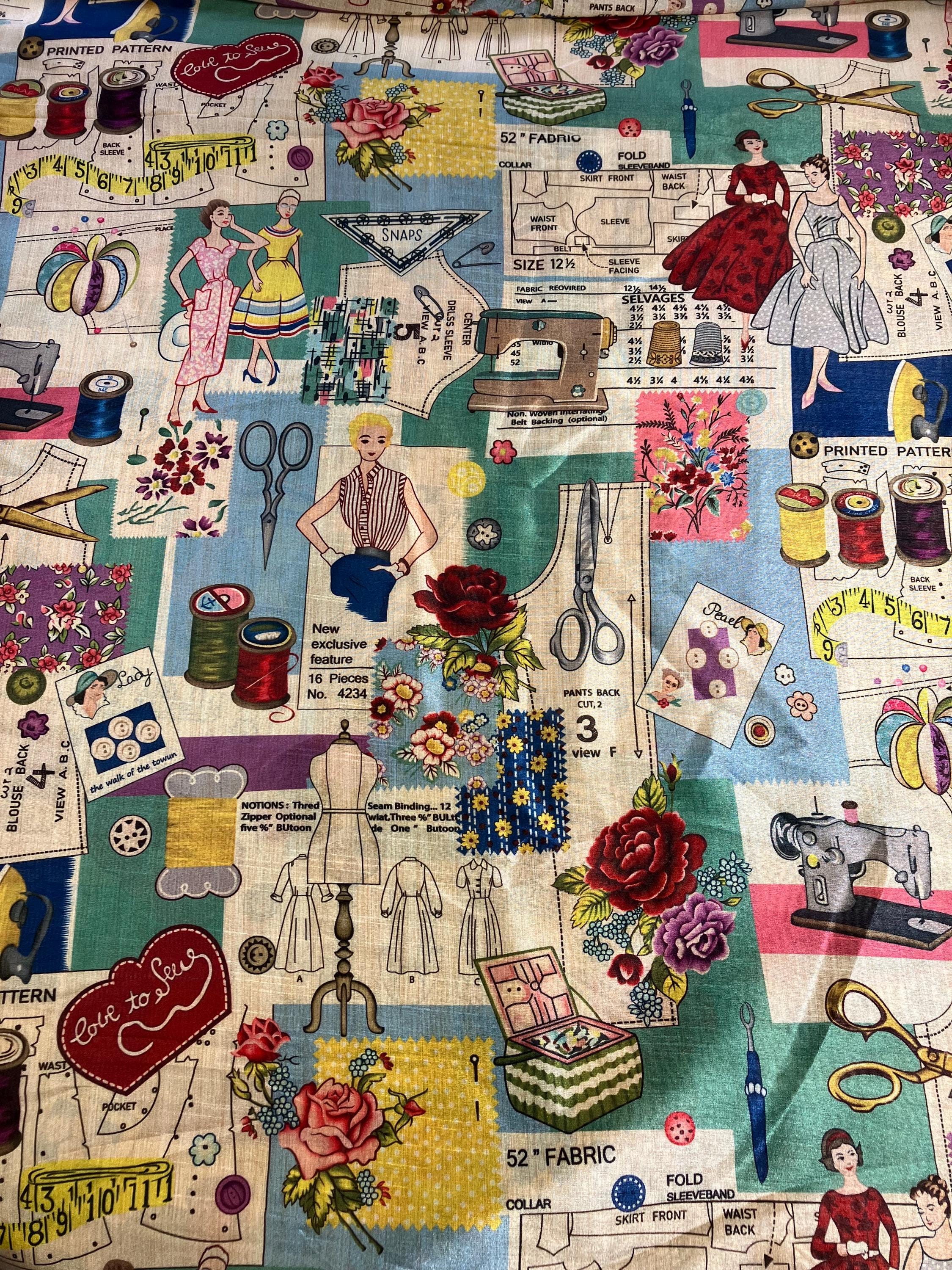 Sewing Print Fabric - Etsy