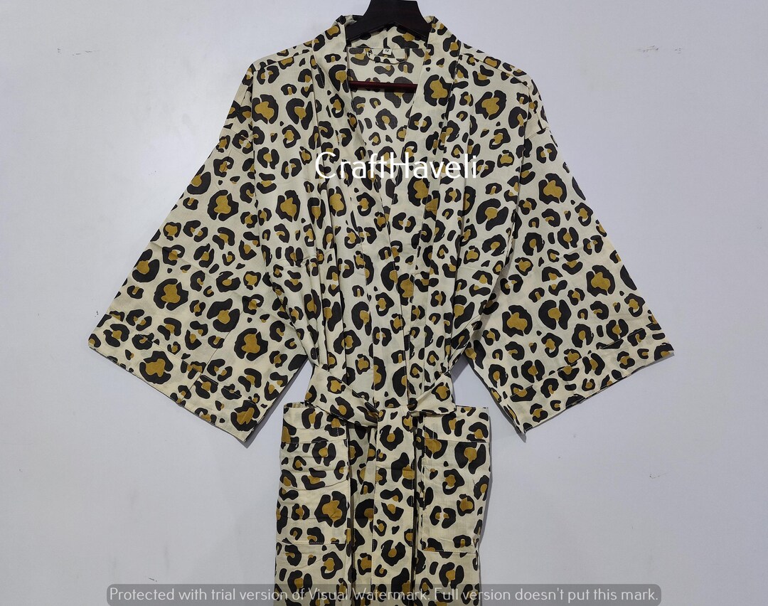 Cheetah Print Pure Cotton Kimono for Women , Sleepwear and Lounge Wear ...