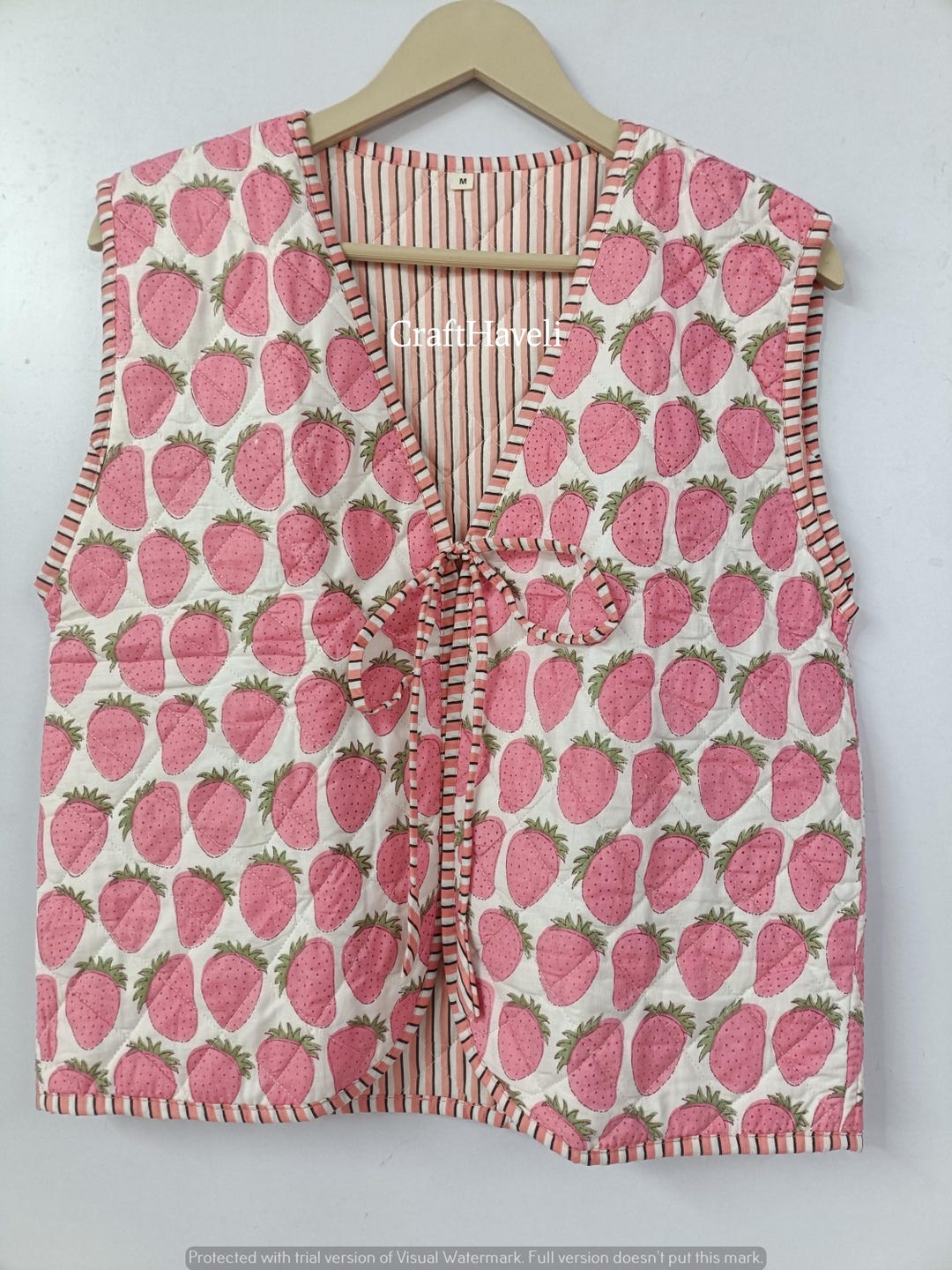New Pattern Gorgeous Quilted Vest, Strawberry Print, Burfi Quilting ...