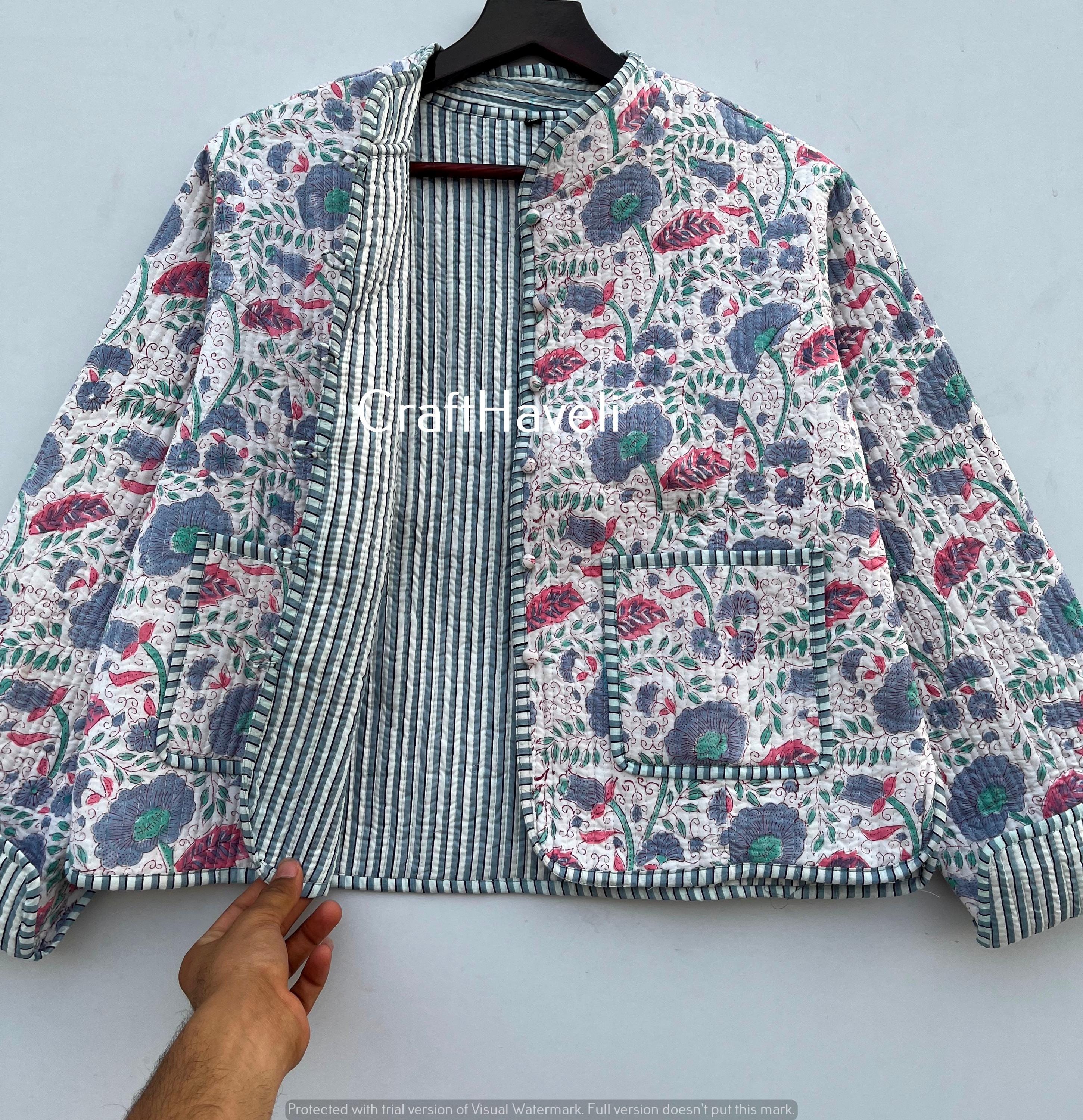 Hand Quilted Short Jacket, Jacket for Women, Cotton Long Sleeve Jacket ...