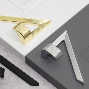 Gold Triangle Cabinet Pulls, Brushed Brass Drawer Pulls, Modern Dresser ...
