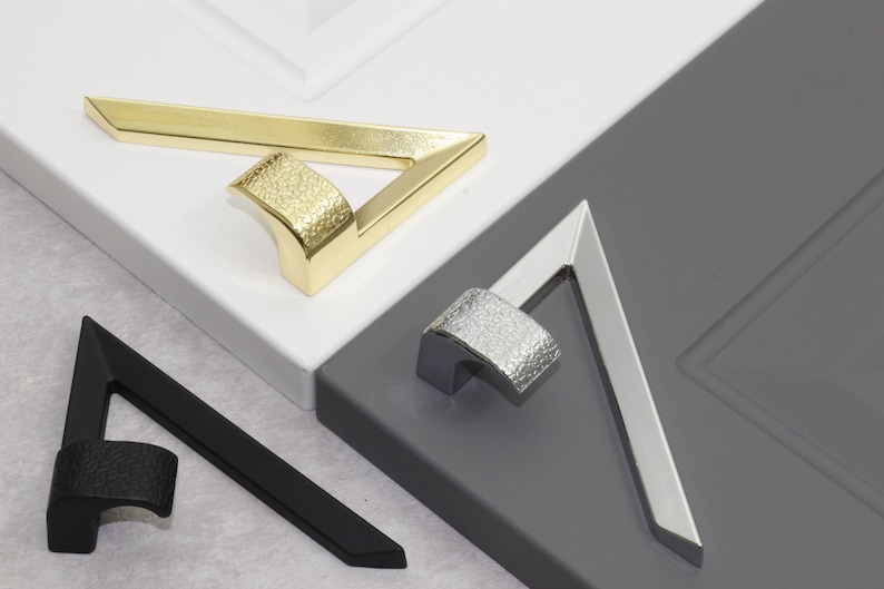 Gold Triangle Cabinet Pulls, Brushed Brass Drawer Pulls, Modern Dresser ...