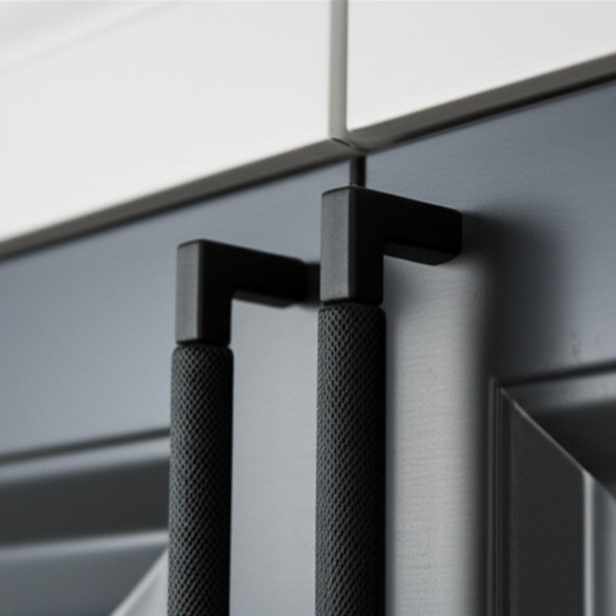 Knurled Black Cabinet Handle, Hardware for Cupboards, Modern Closet ...