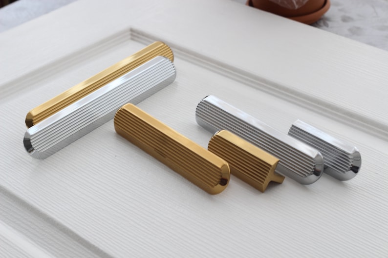 Modern Striped Cabinet Handle, Gold Drawer Pulls, Unique Kitchen Handle ...