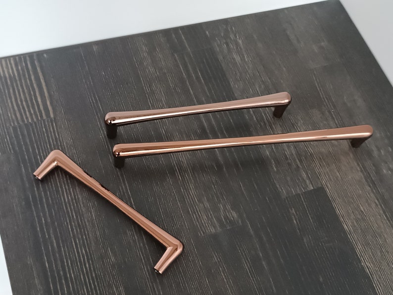 Bright Copper Kitchen Handles, Rose Gold Dresser Pulls, Minimalist ...