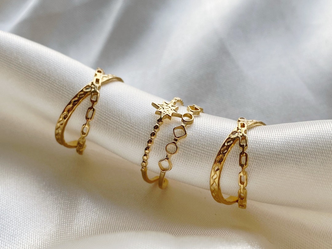 DOUBLE RINGS Stainless Steel - Etsy