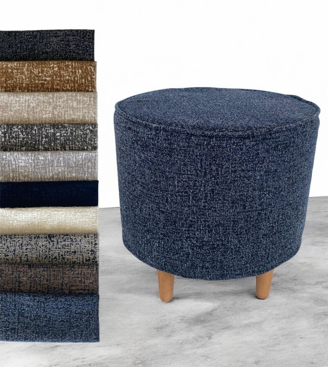 Round Footstool Cover, Round Pouf Cover, Round Cover, Round Ottoman ...