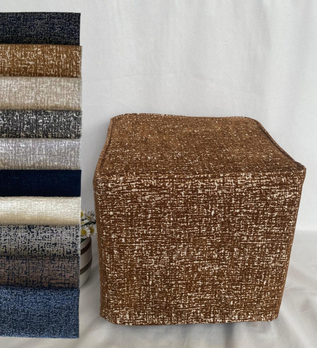 Footstool Slip Cover, Footstool Cover, Ottoman Cover, Pouf Slipcover ...