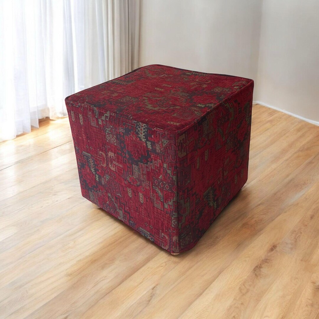 Footstool Cover, Custom Ottoman Covers, Footstool Slip Cover, Kilim ...