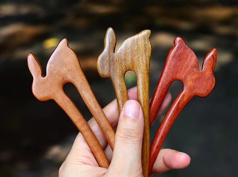 Adorable Rabbit With Wooden Hairpin,gift for Girls - Etsy