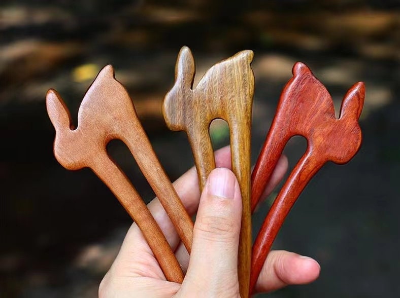 Adorable Rabbit With Wooden Hairpin,gift for Girls - Etsy