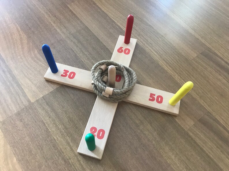 Wooden Ring Throwing Game, Wooden Ring Toss Game, Outdoor Games Set ...